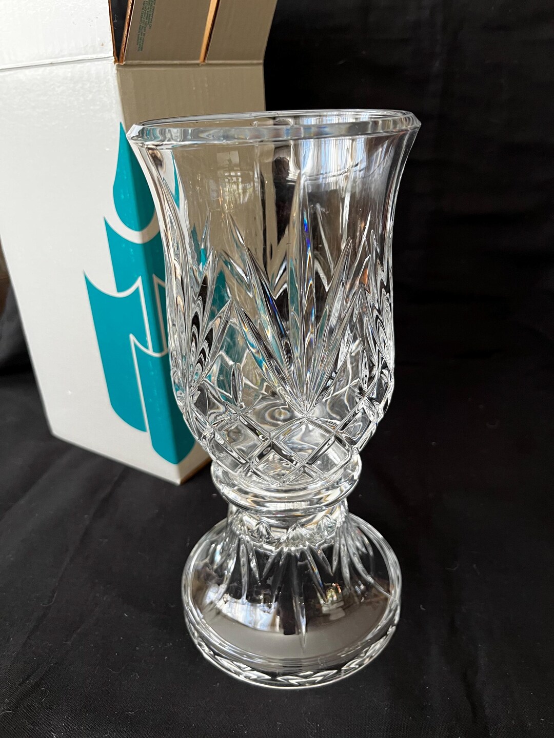 Partylite-savannah Hurricane Lamp-24% Lead Crystal 2 Pc-retired Candle ...