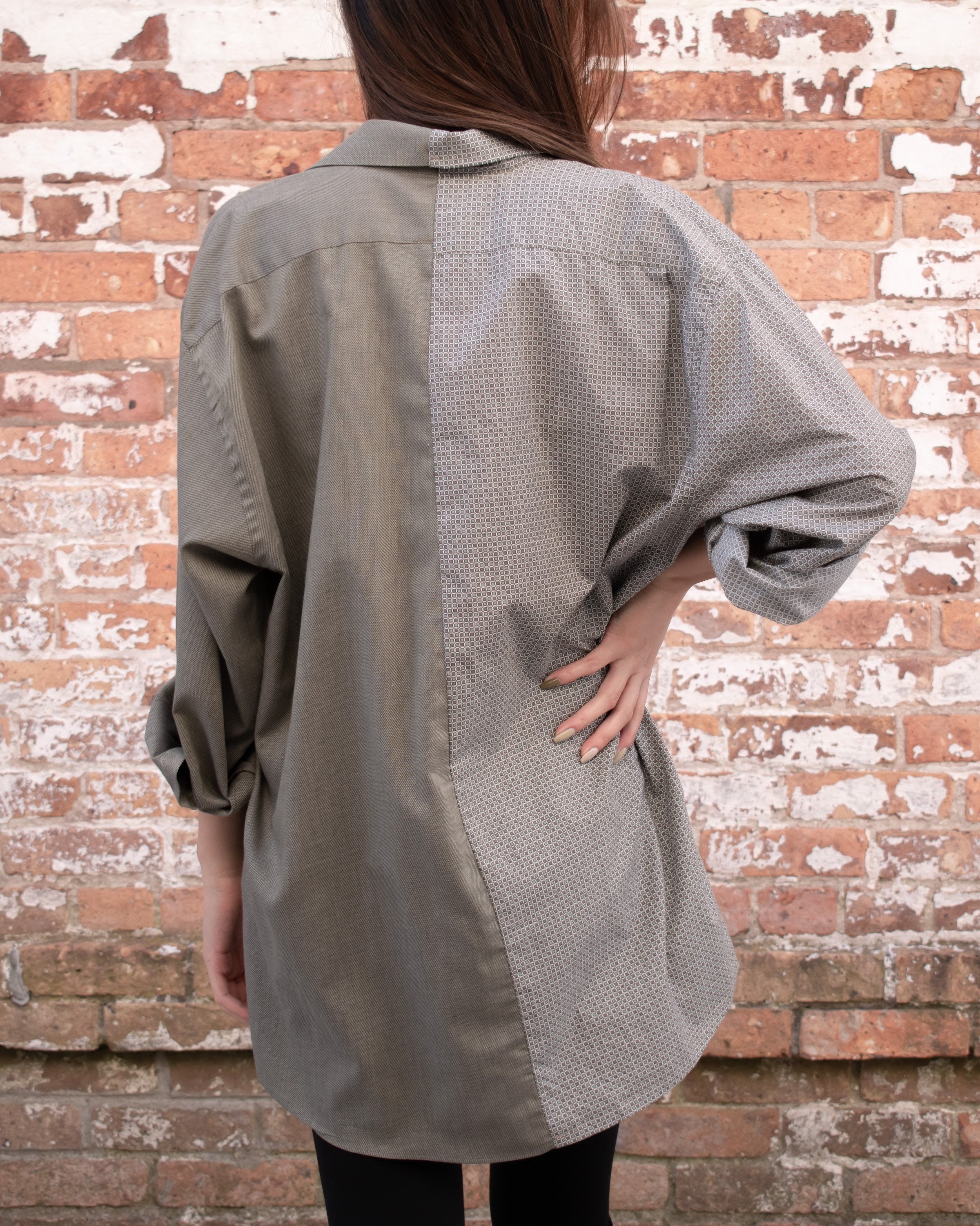 Two toned shirt, Vintage shirt, spliced shirt, button up shirt, mixed ...