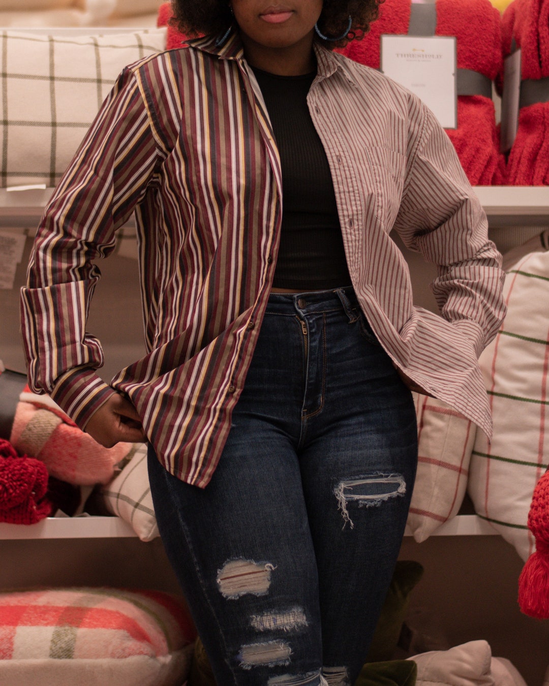 Two Toned Shirt, Split Shirt, Vintage Shirt, Spliced Shirt, Mixed Print ...