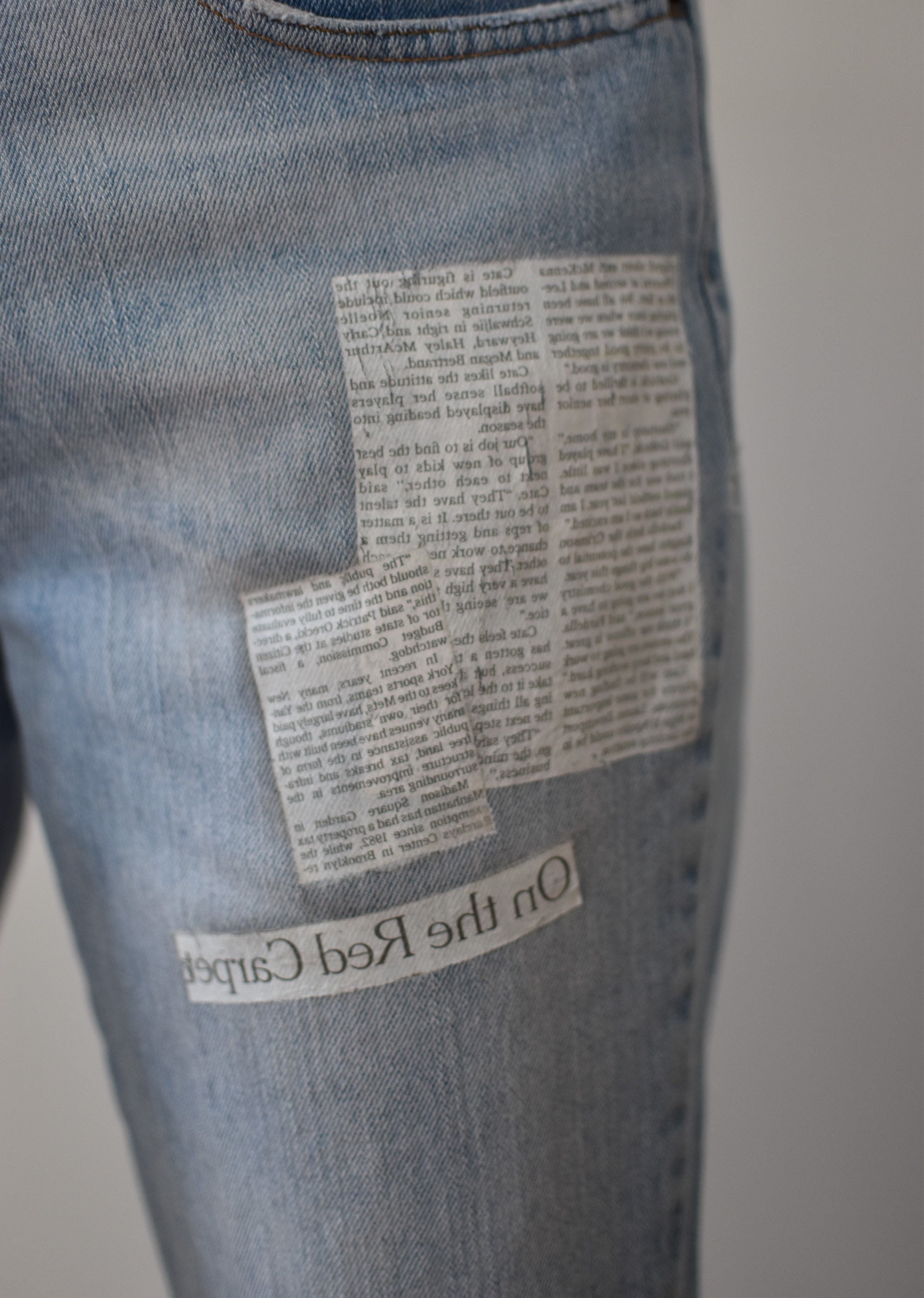 Patchwork Jeans, Newspaper Print Pants, Patchwork Pants, Newspaper ...