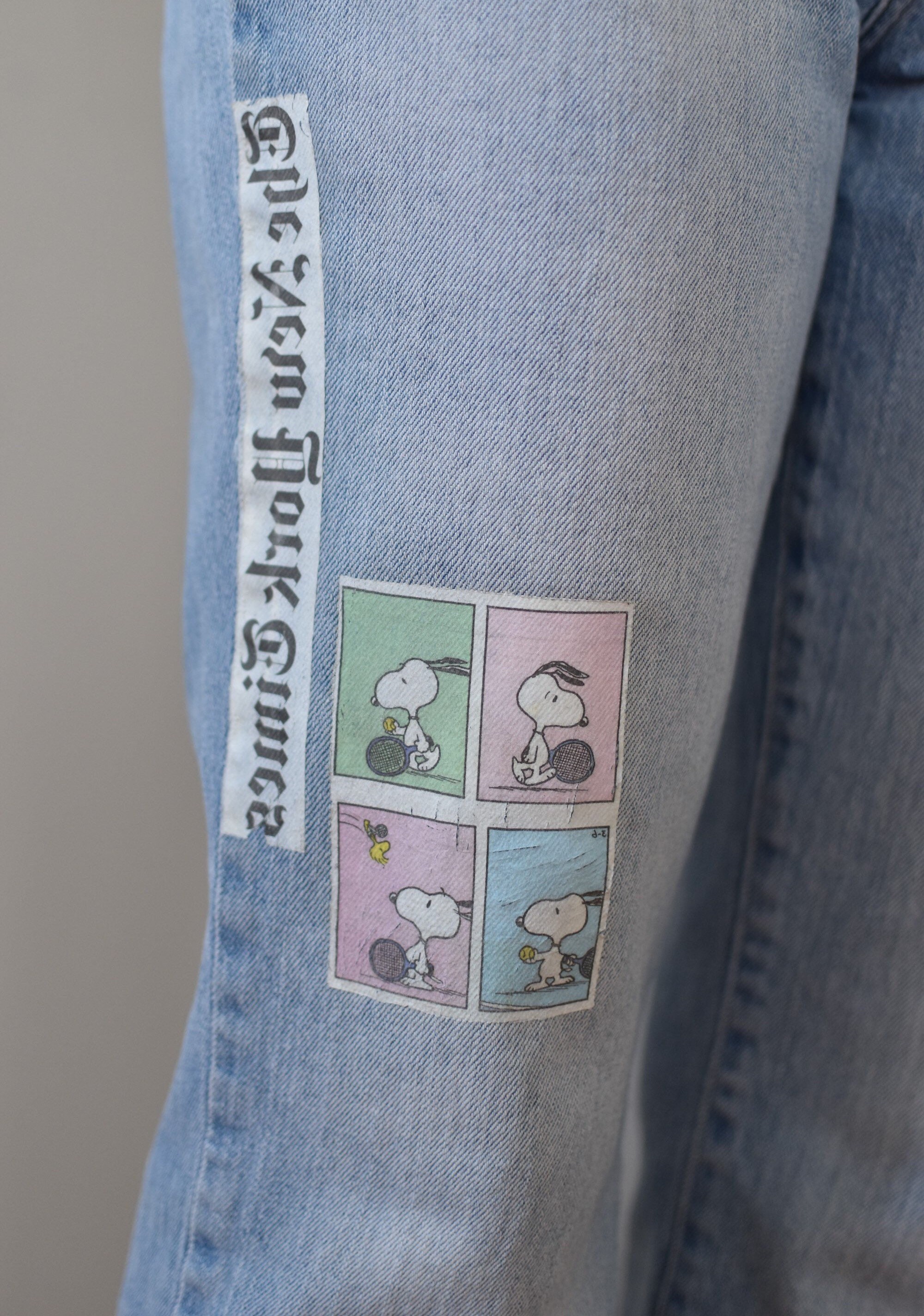 Patchwork Jeans, Newspaper Print Pants, Patchwork Pants, Newspaper ...