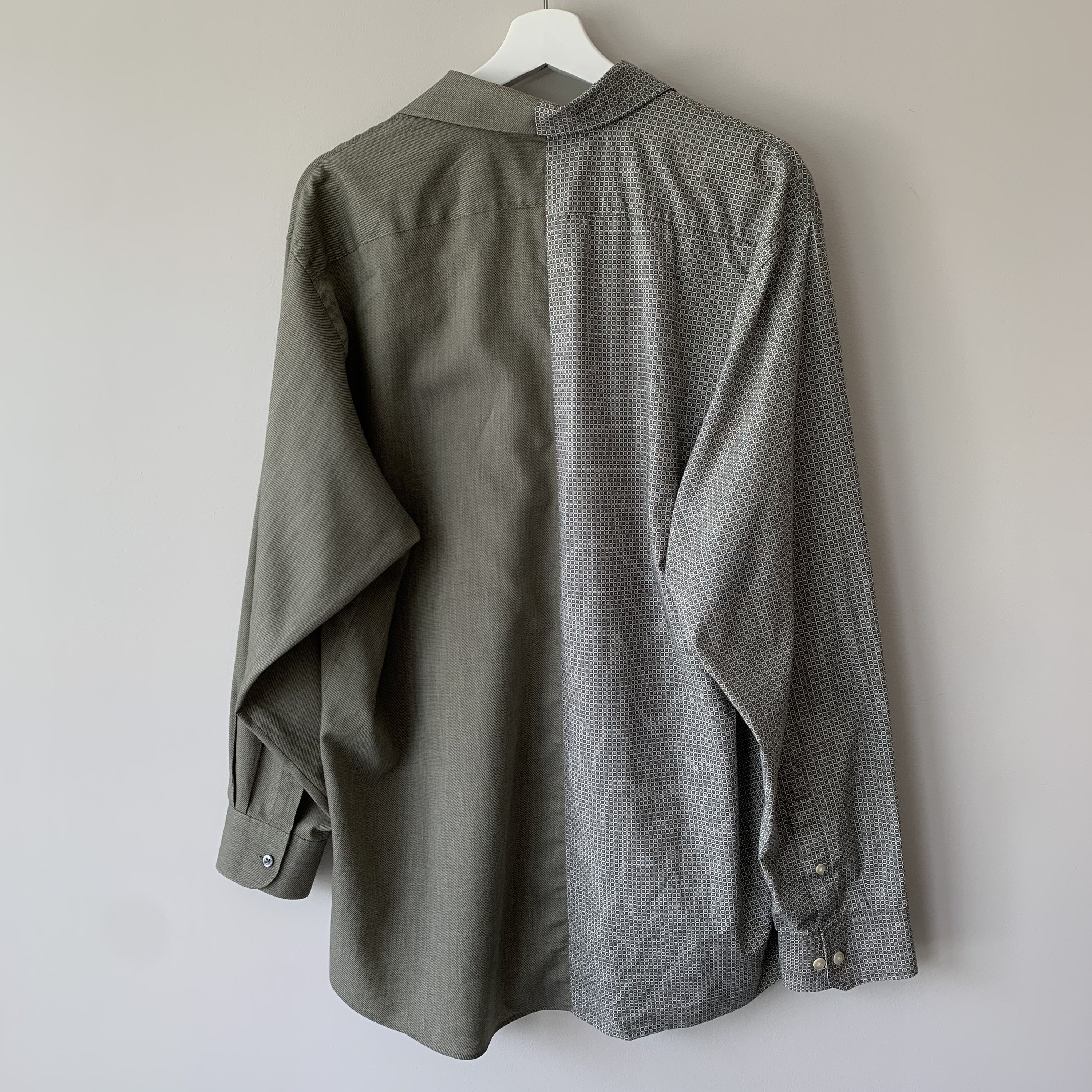 Two toned shirt Vintage shirt spliced shirt button up - Etsy.de