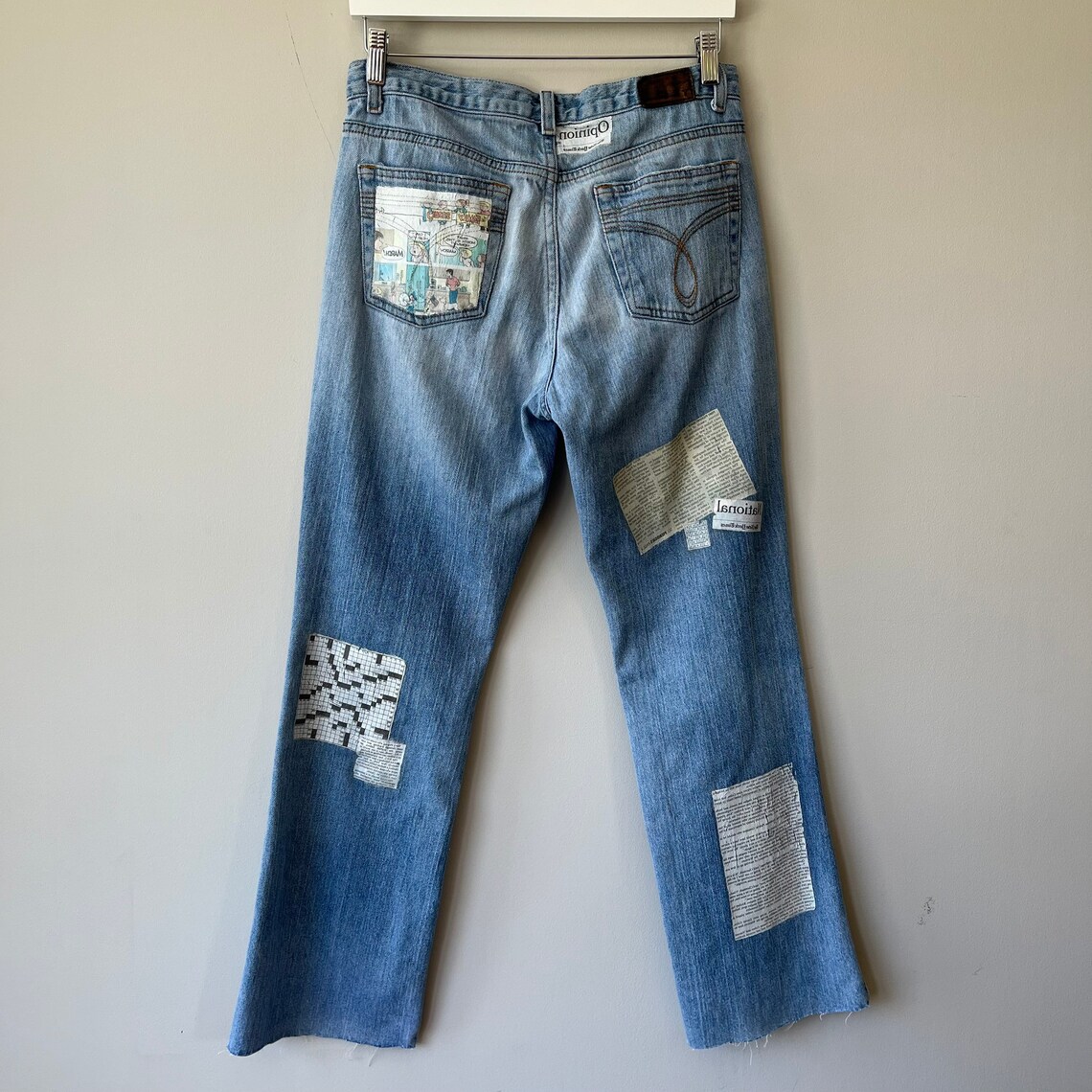 Patchwork Jeans, Newspaper Print Pants, Patchwork Pants, Newspaper ...