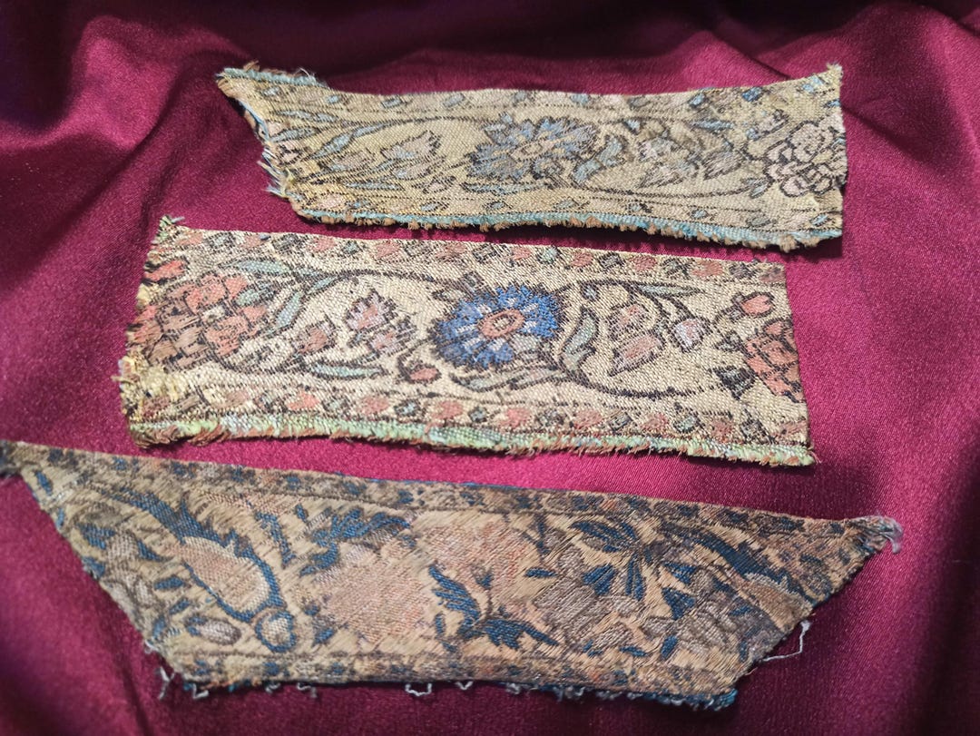 C18th Century SAFAVID Period ~ Silk Textile - Fragments ~ Set of Three ...