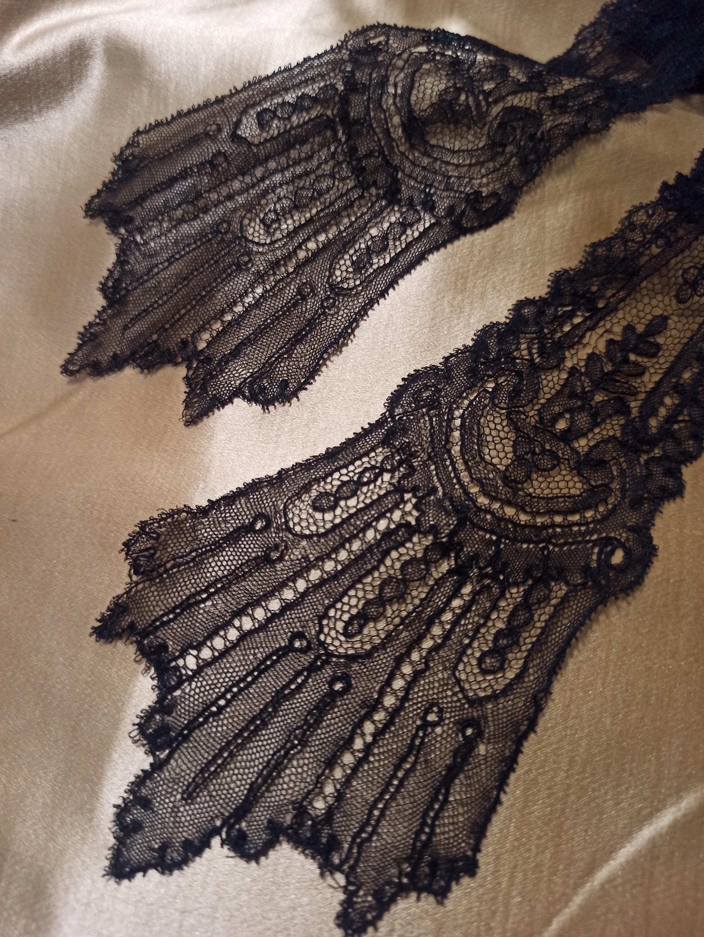 C1880s Antique Lace Lappet ~ Black Lace Made in France. - Etsy