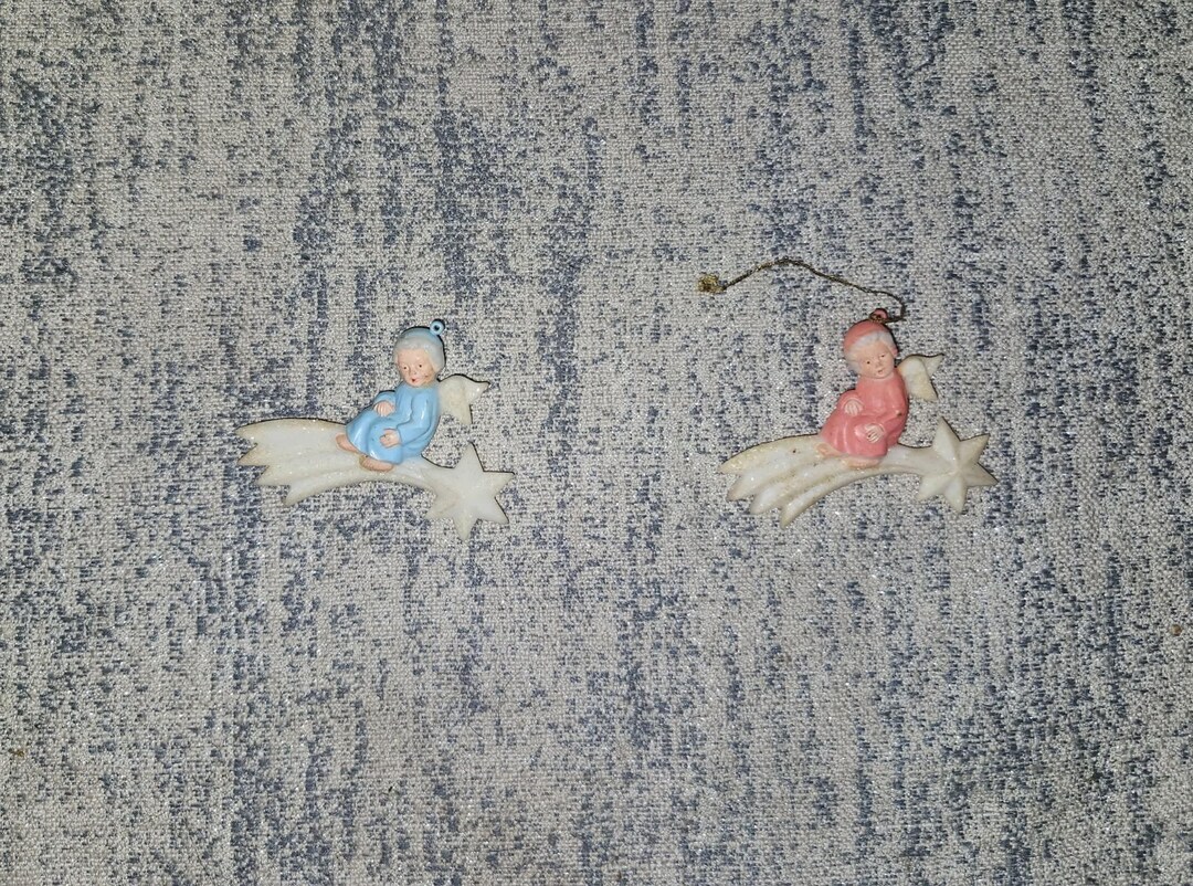 Vintage 1940s Germany Angels on Shooting Stars Glittered Christmas ...