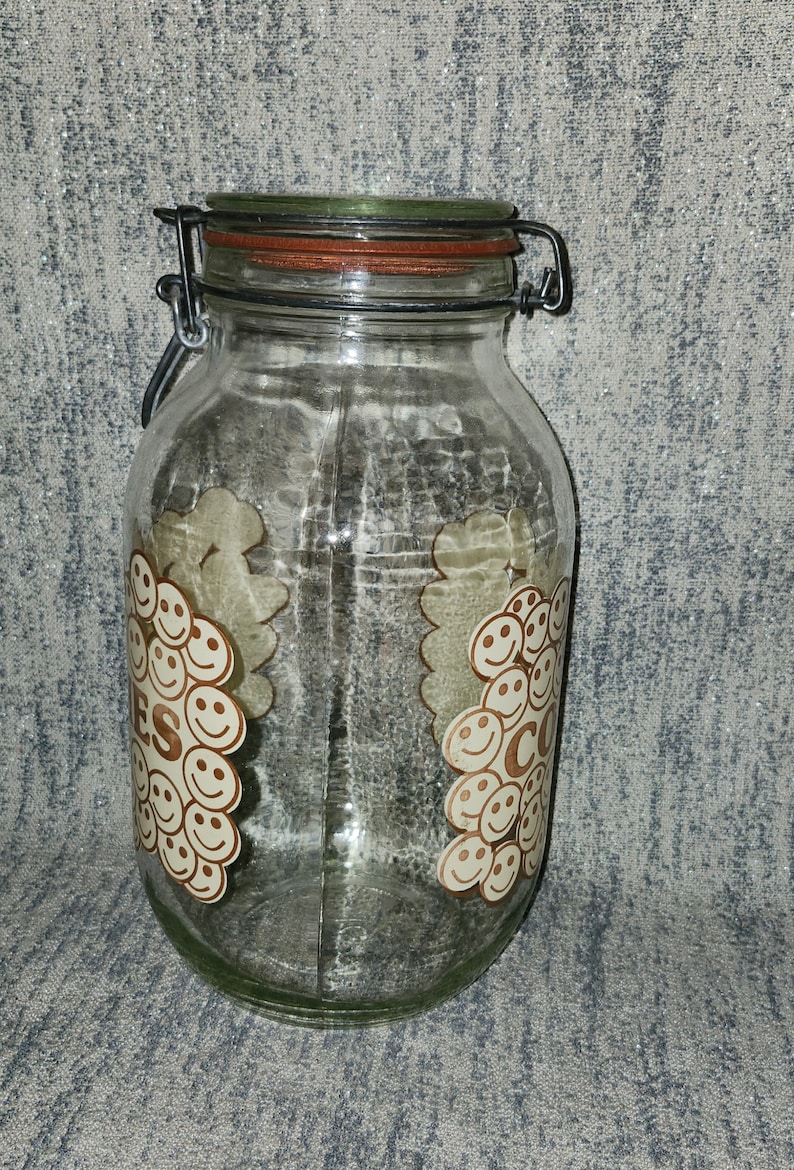 Vintage Smiley Face Cookie Jar - Etsy