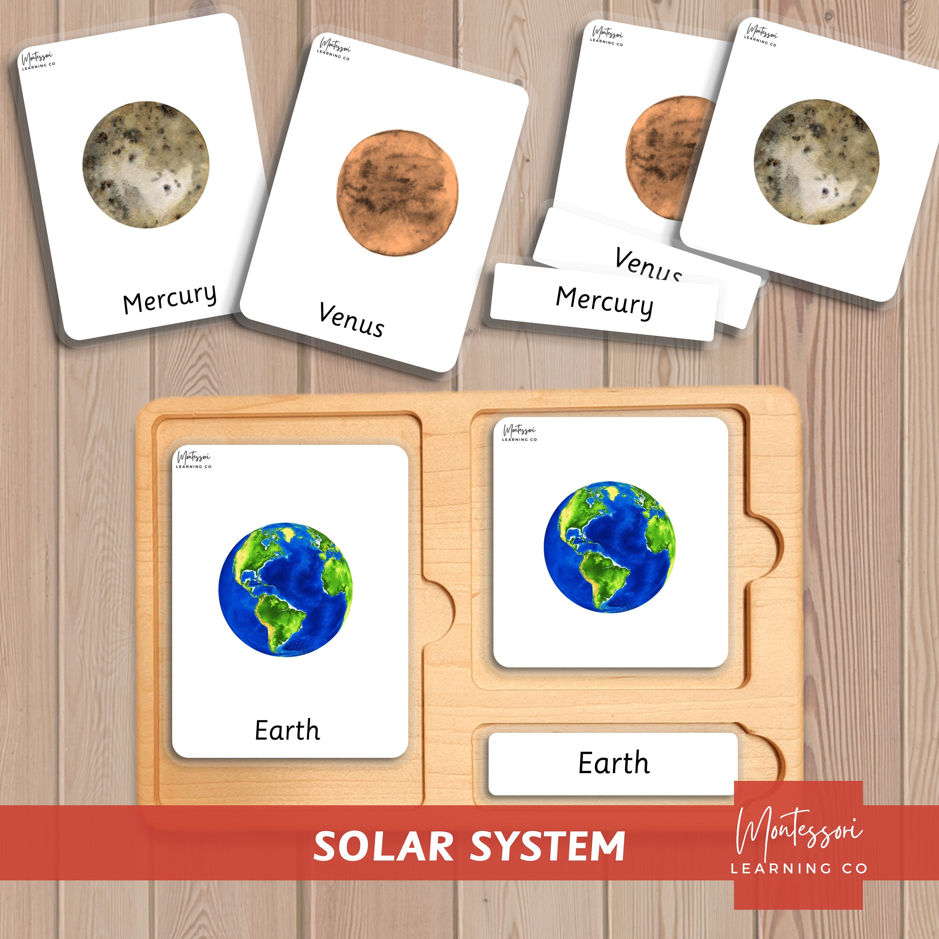 SOLAR SYSTEM Three Part Cards Nomenclature Cards Montessori Flash Cards ...
