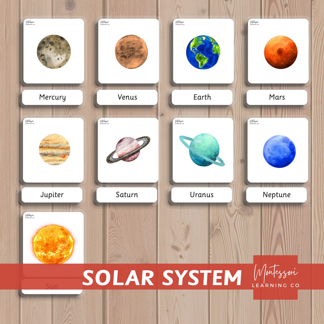 SOLAR SYSTEM Three Part Cards Nomenclature Cards Montessori Flash Cards ...