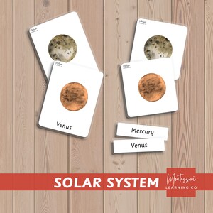 SOLAR SYSTEM Three Part Cards Nomenclature Cards Montessori Flash Cards ...
