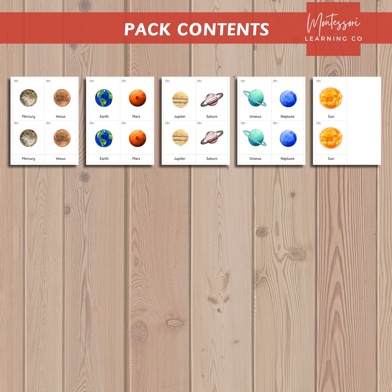 SOLAR SYSTEM Three Part Cards Nomenclature Cards Montessori Flash Cards ...