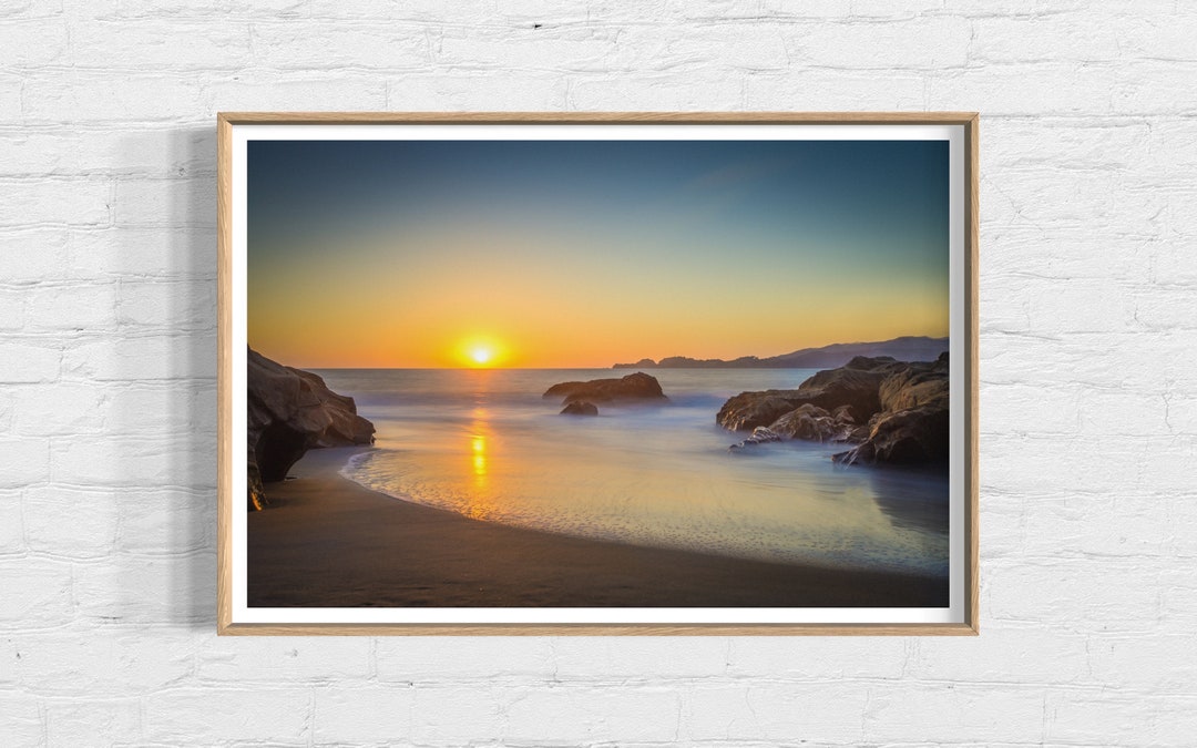 San Francisco Beach Sunset Print, Beach Sunset Wall Art, Water ...