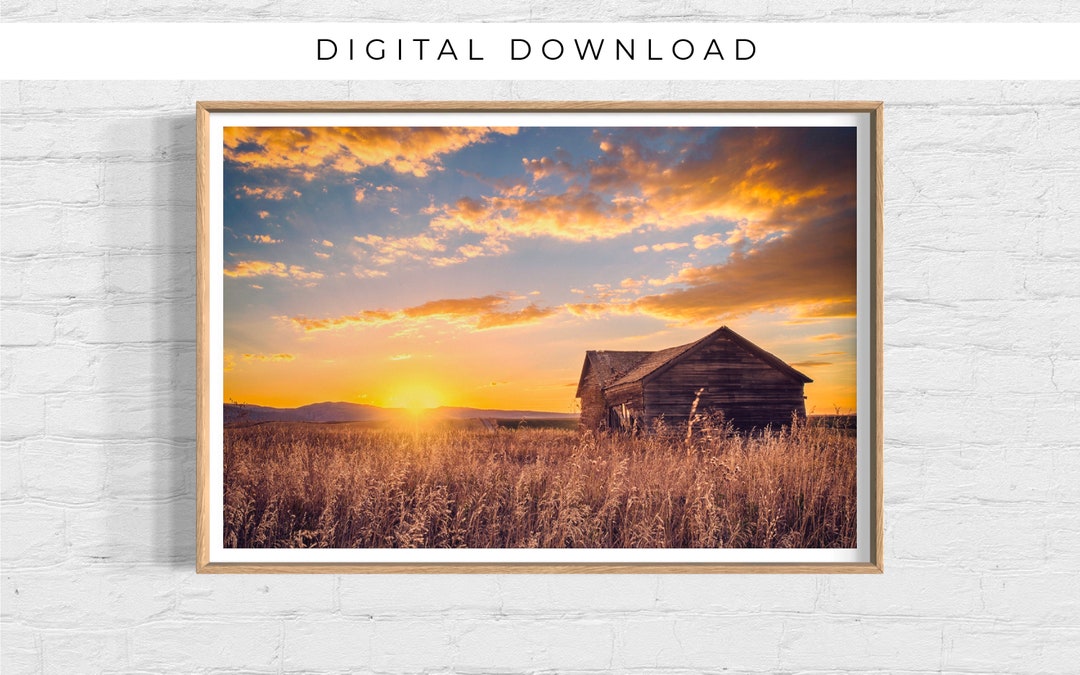 Rustic Barn Photo Printable, Sunset Barn Wall Art, Barn Photography ...