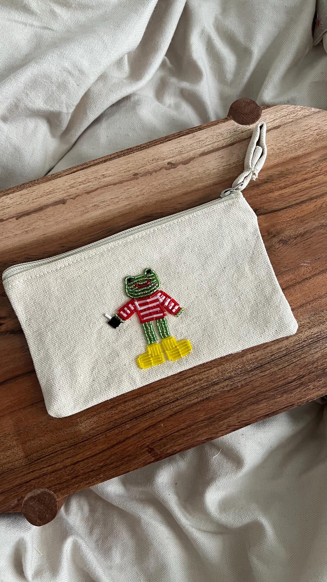 Beaded Embroidered Frog Pouch With Yellow Boots - Etsy
