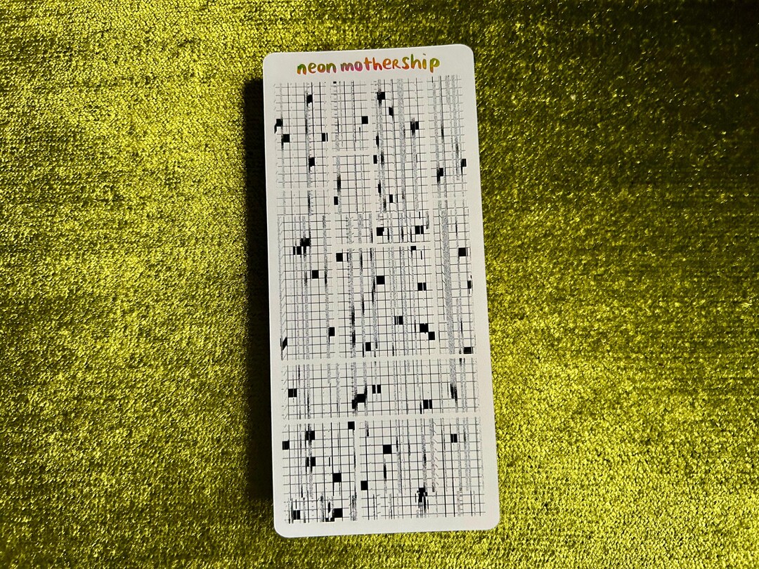 Glitch Grid Scrap Sampler Journal Deco Sticker Sheet | Neon Space Art ...
