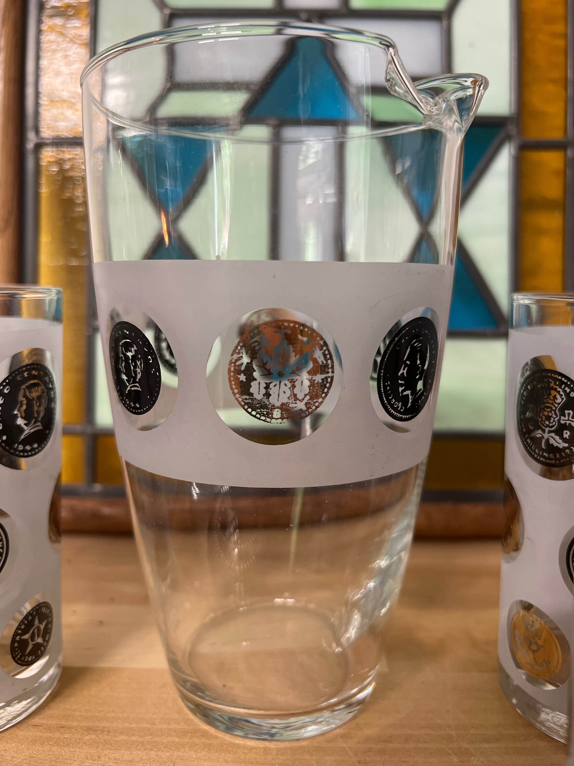 Vintage Mid Century Libbey Glass World Coins Bar Set - Etsy