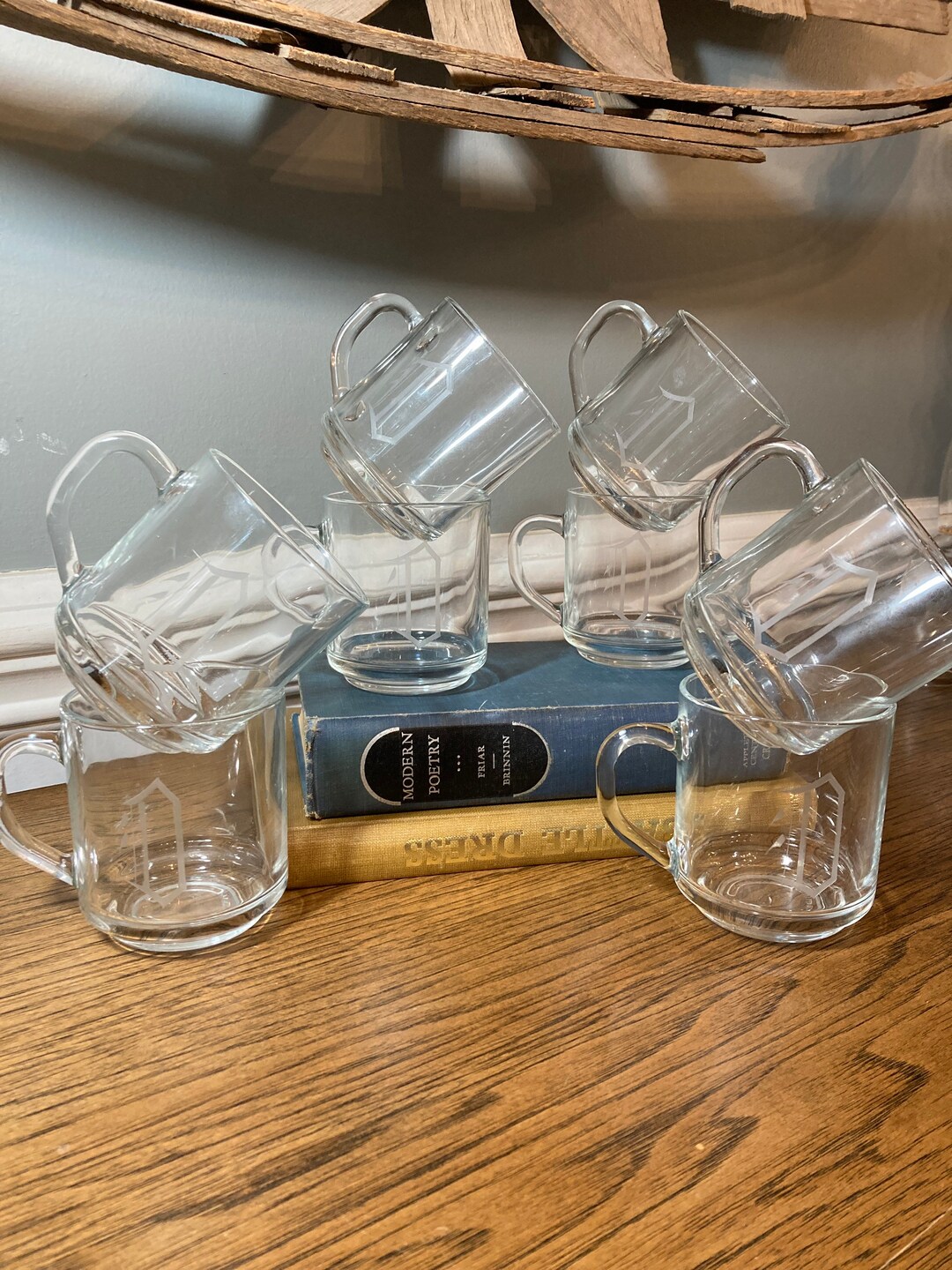 Set of 8 D Monogrammed Handled Cups - Etsy