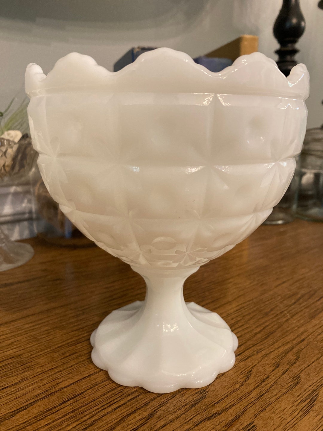 Vintage Napco Milk Glass Pedestal Compote Dish - Etsy
