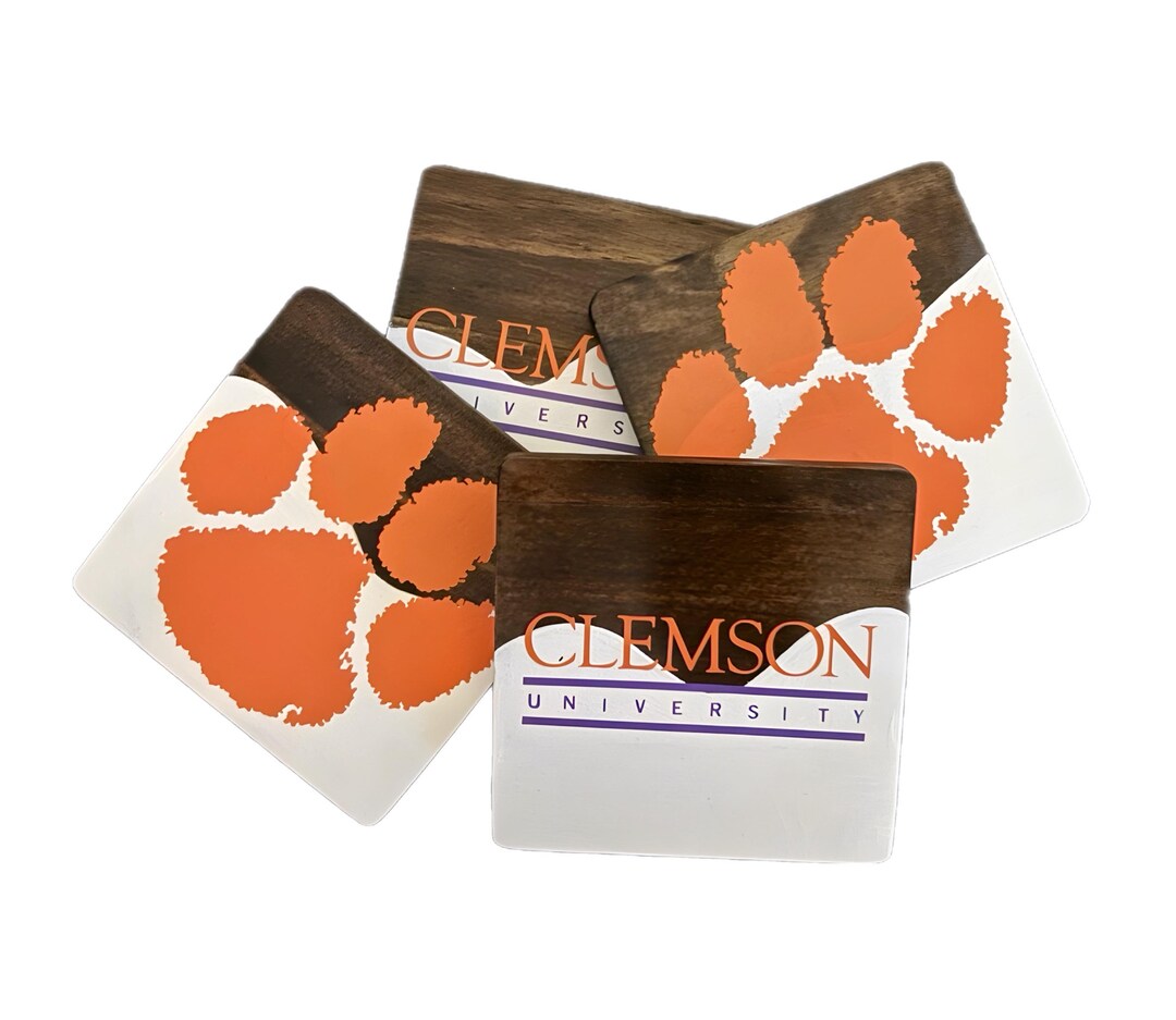 Handcrafted Wooden Coasters With Custom Design Inspired by Clemson ...