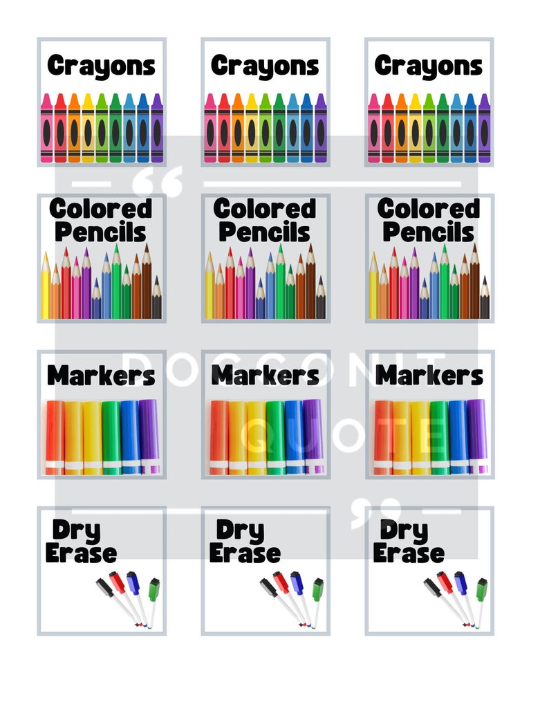 60 School Supply Labels for Classroom, Homeschool, or Office - Etsy