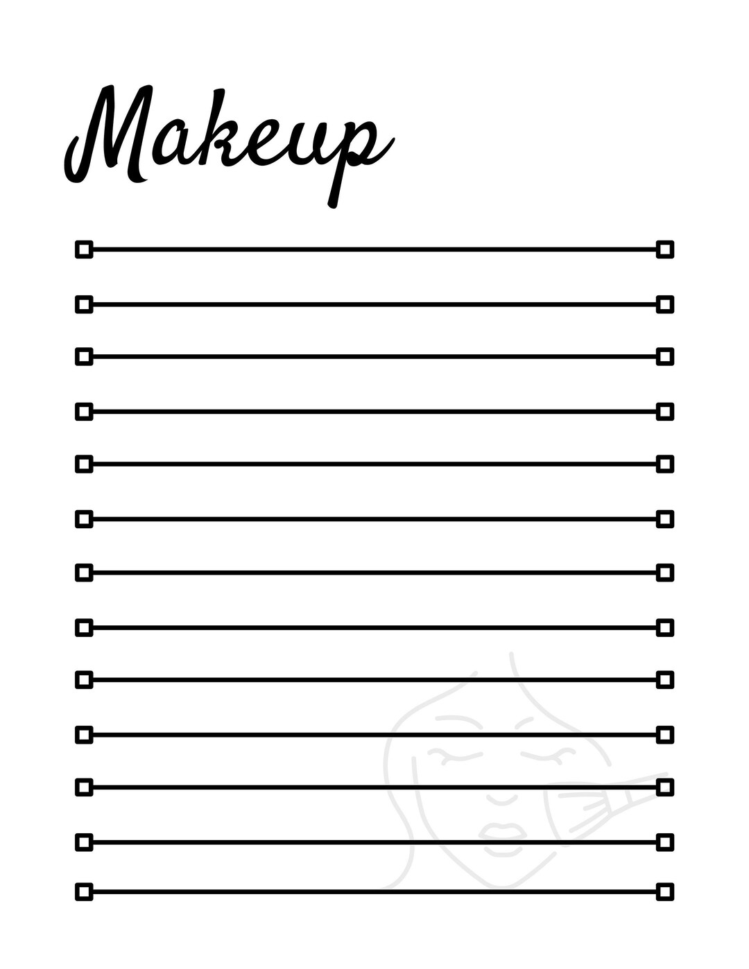 Makeup List for Bullet Journal, Happy Planner, A4 and Binder Journals ...
