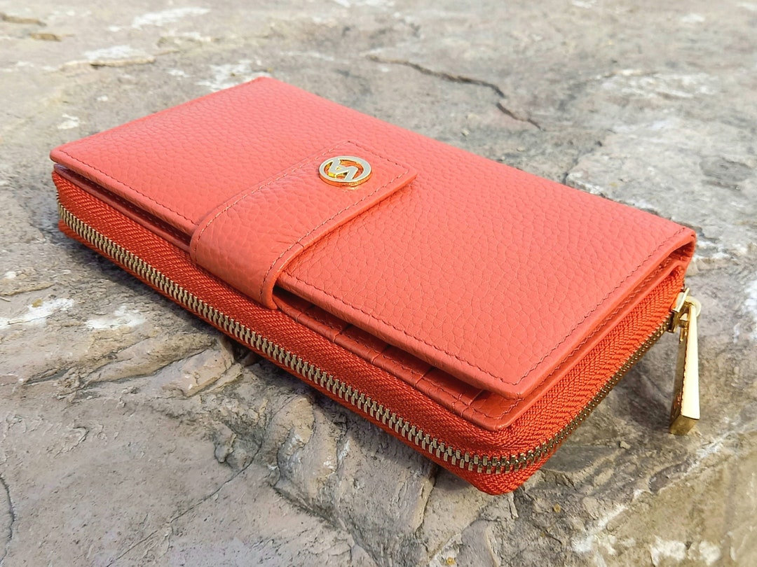 Big Leather Zip Wallet for Women. Handmade in Italy. Cute Minimalist ...