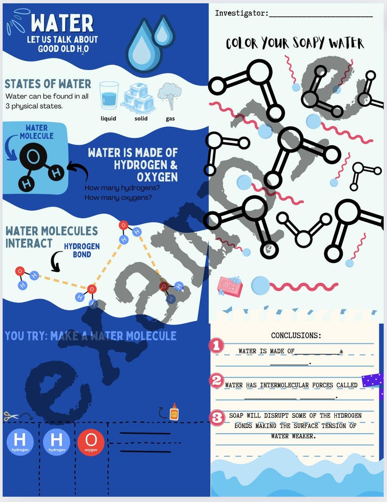 Kids Science Worksheet | All About Water Experiment | Fun Science ...
