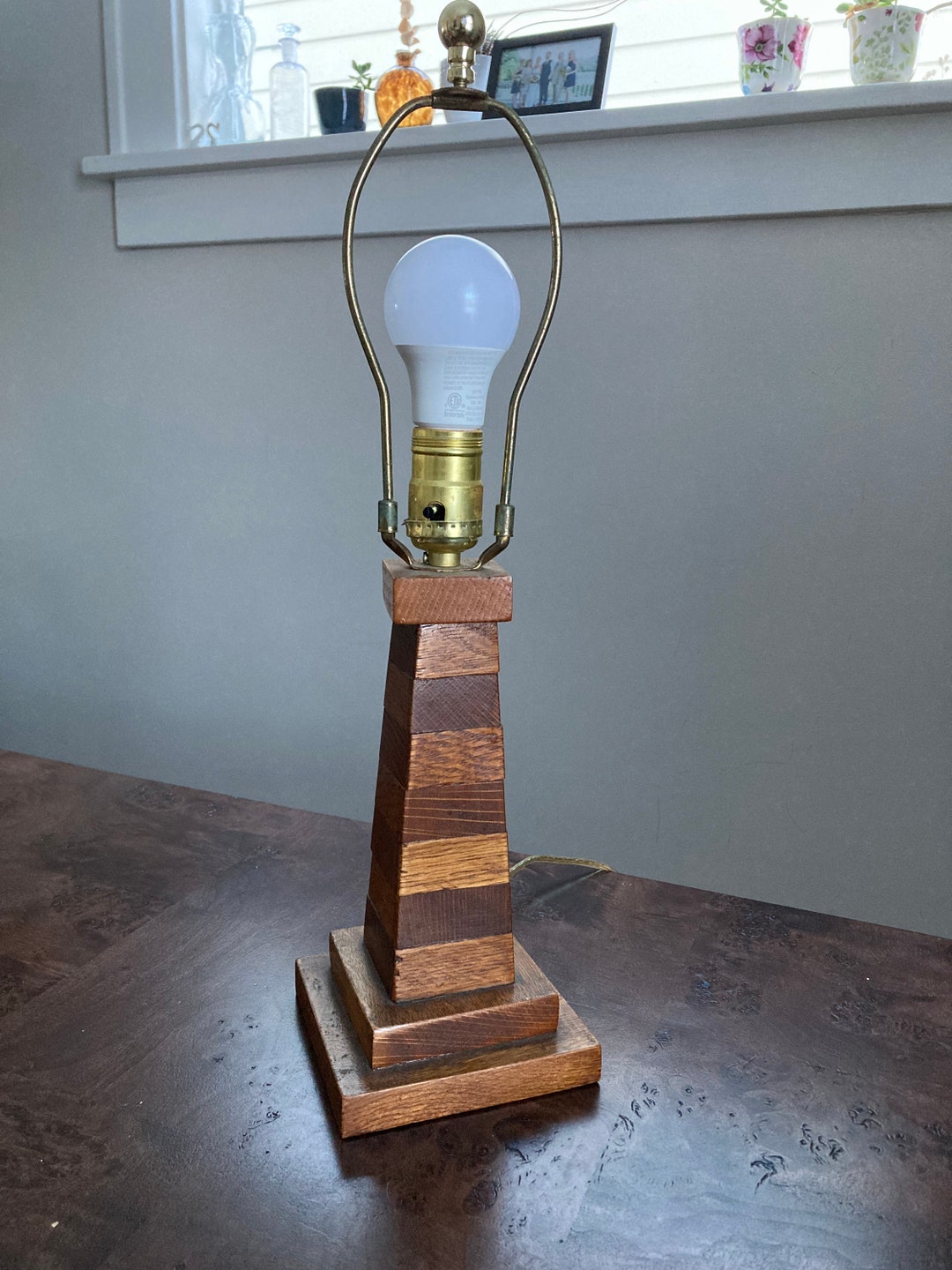 Vintage Stacked Wood Block Lamp - Etsy