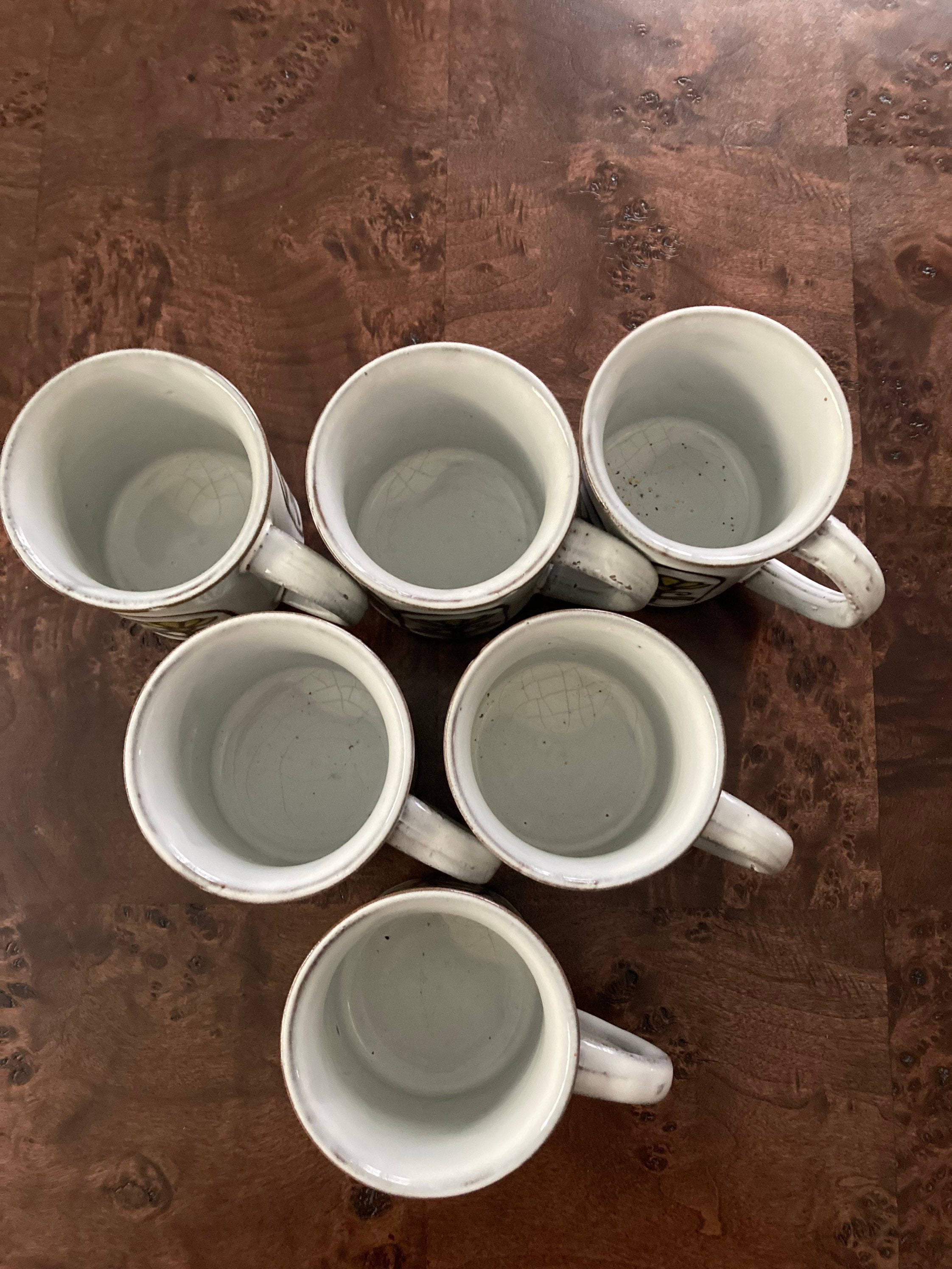 Set of 6 Stoneware Mugs - Etsy