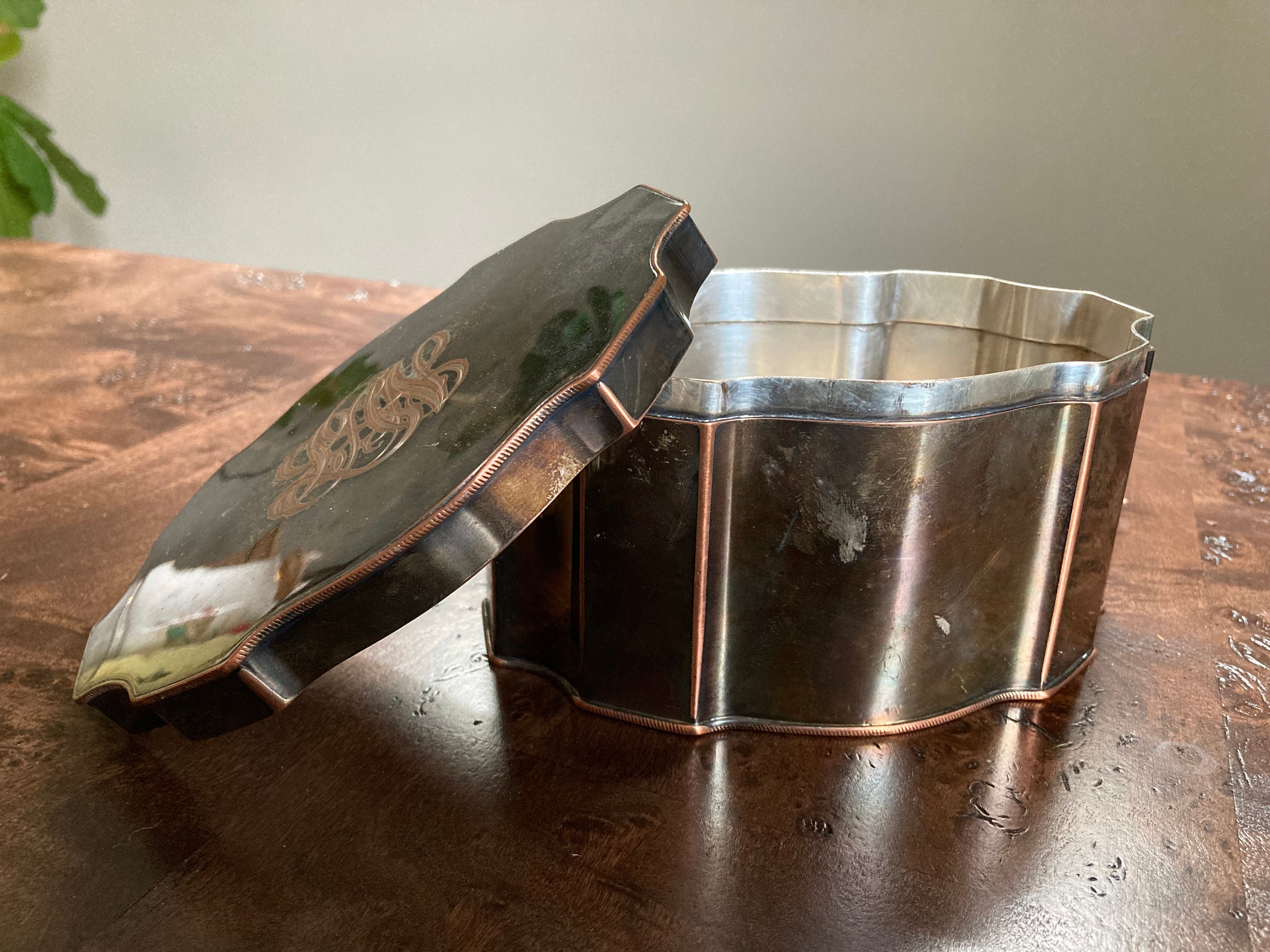 Silver English Tea Canister With Monogram Etching - Etsy