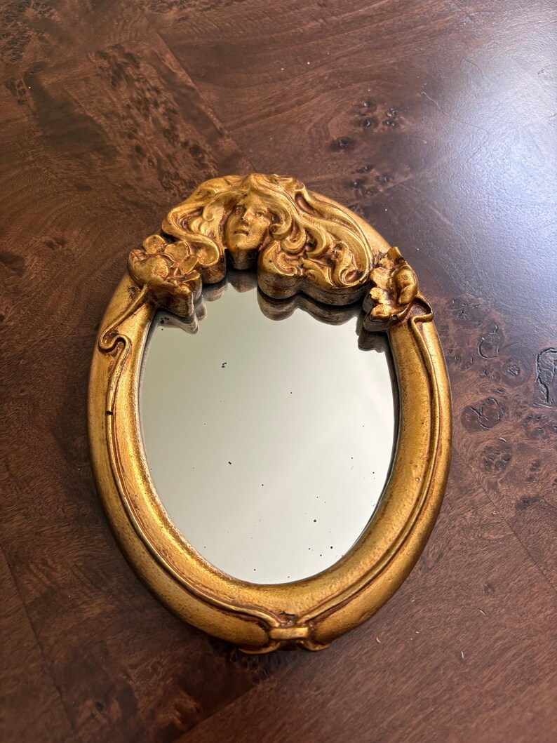 Vintage Gold Mirror With Unique Lady Frame - Etsy