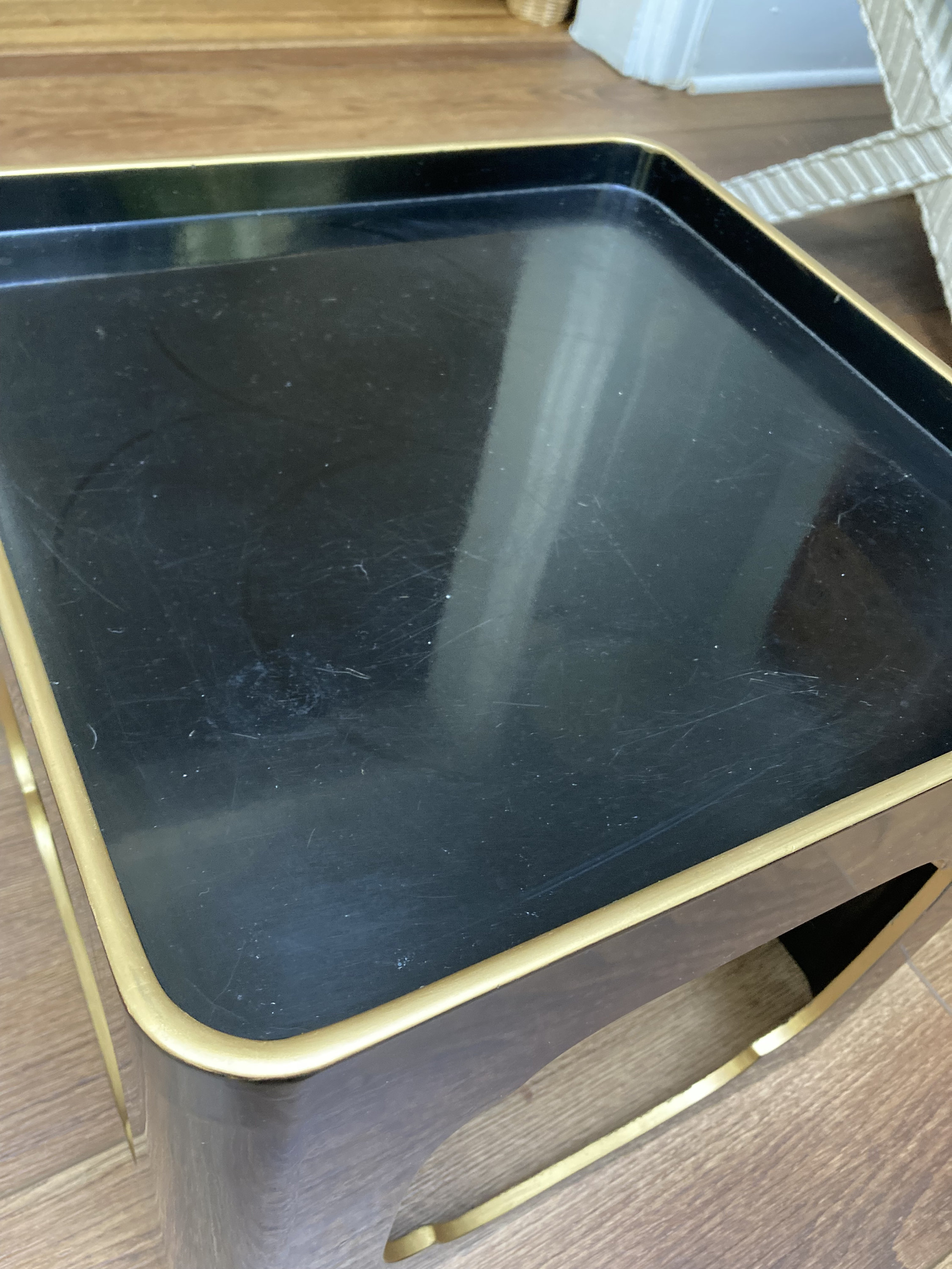 Vintage Black and Gold Lacquer Cube Table - Etsy