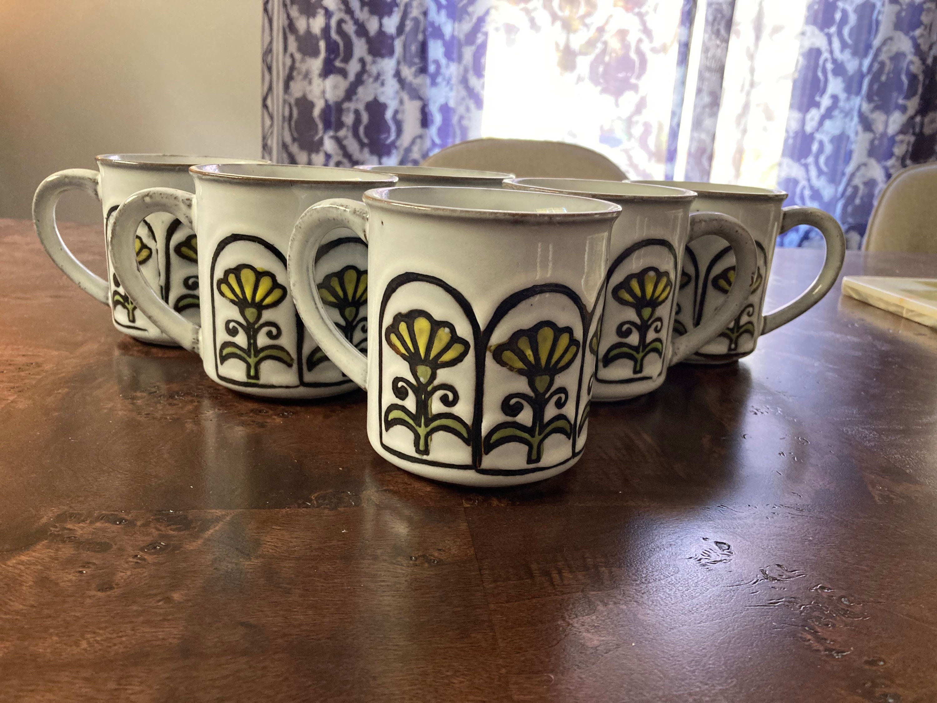 Set of 6 Stoneware Mugs - Etsy