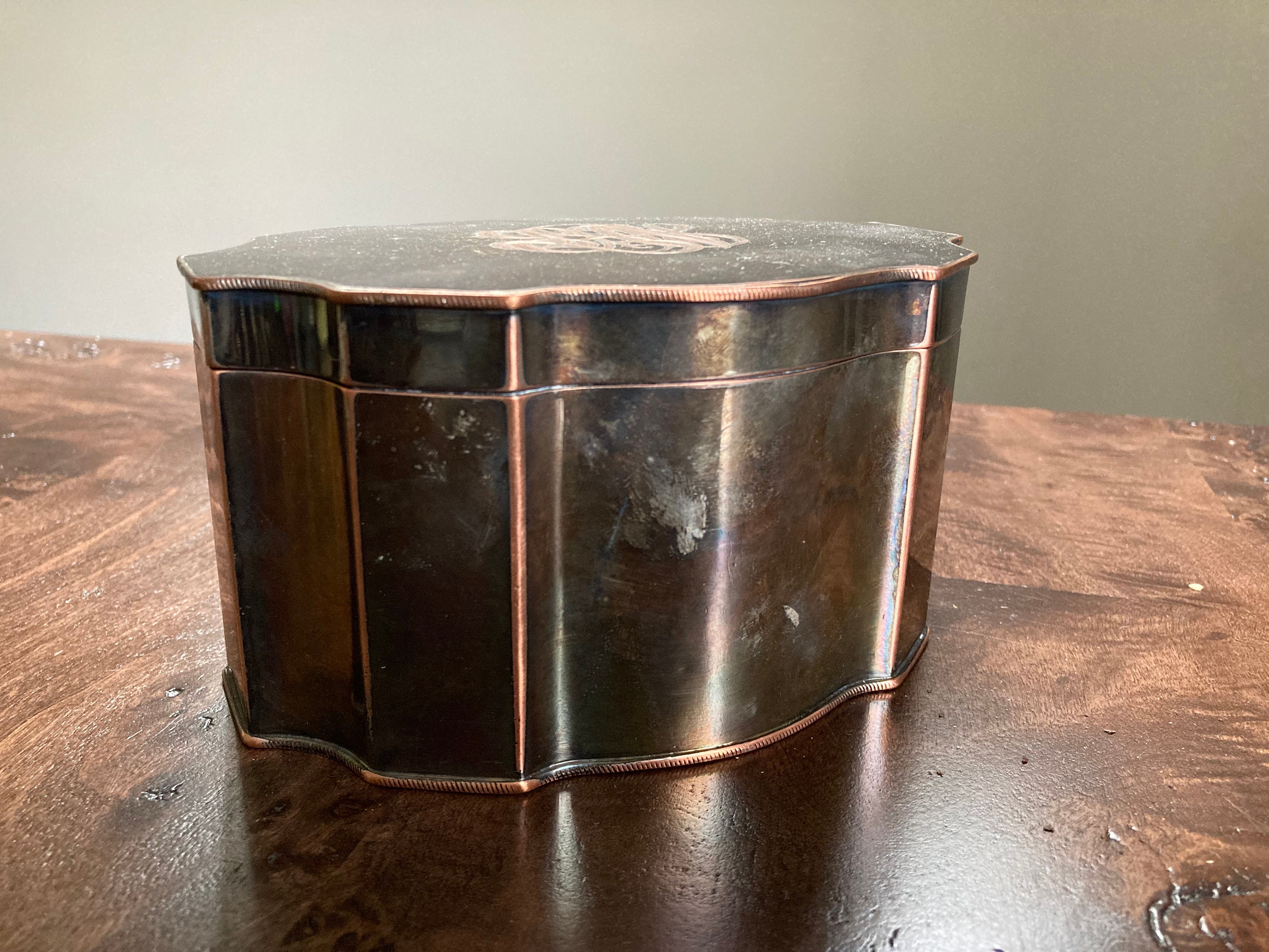 Silver English Tea Canister With Monogram Etching - Etsy