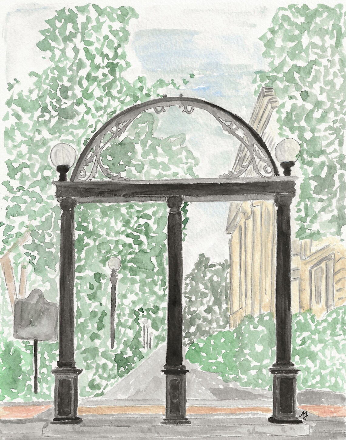 Uga Arch Watercolor Print - Etsy