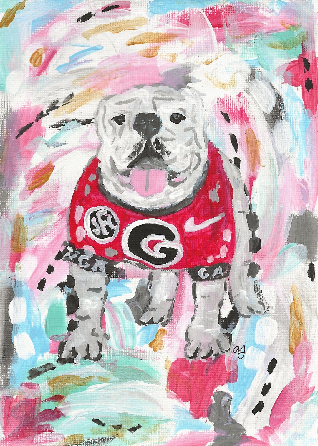 Abstract UGA Bulldog Print 5”x7” - Etsy