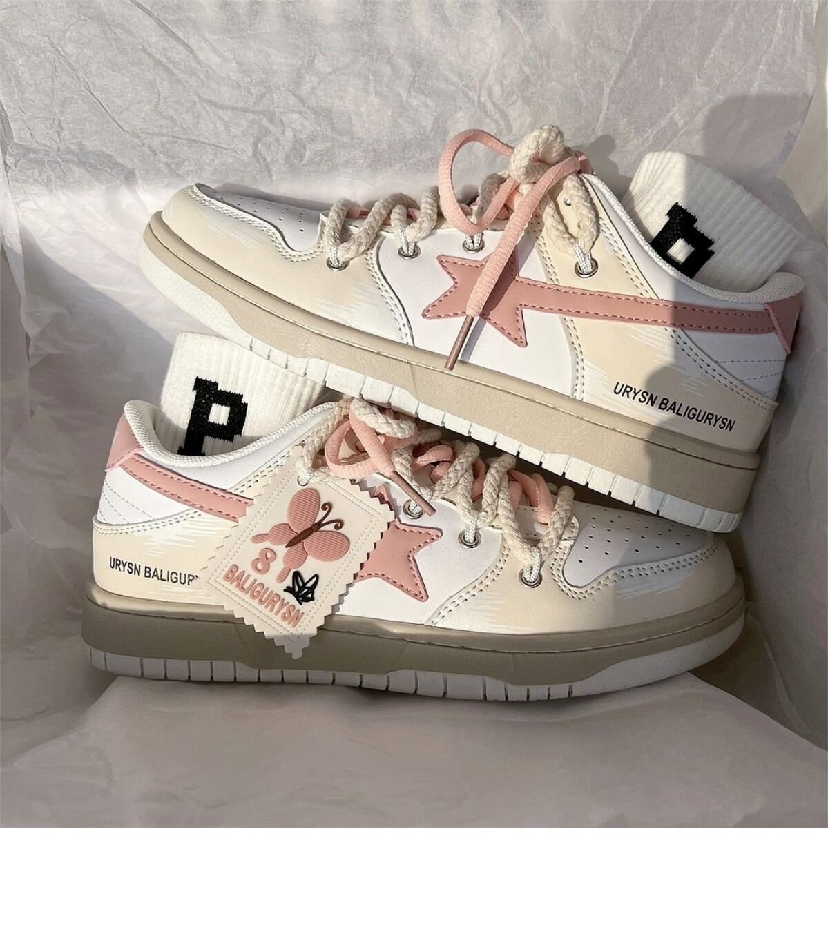 Bapesta White White Pink Bapesta Bape Shoes White Bapes Etsy