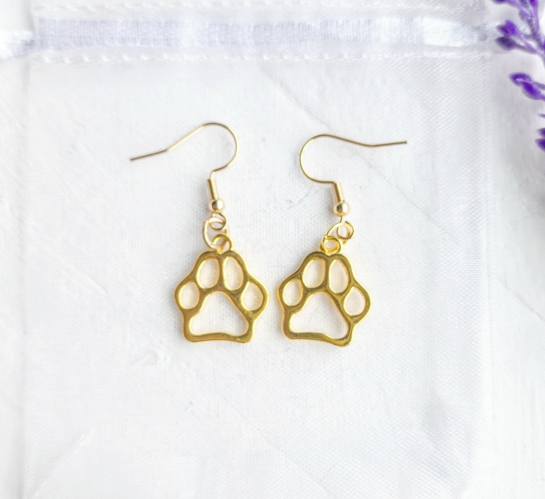 Paw Print Earrings-dog Paw Dangle Earrings-earrings for Dog Mom ...