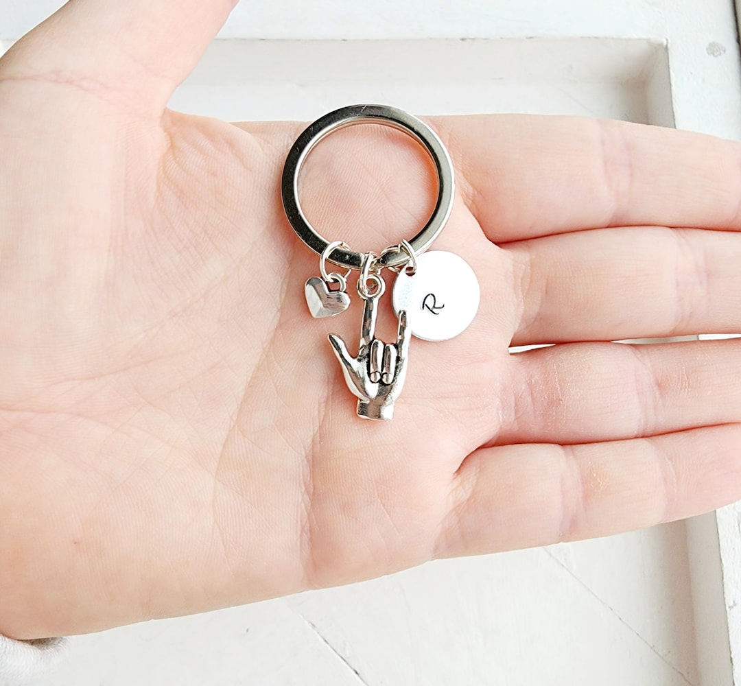 ASL Keychain-i Love You Keychain-sign Language Keychain-asl Gifts-i ...
