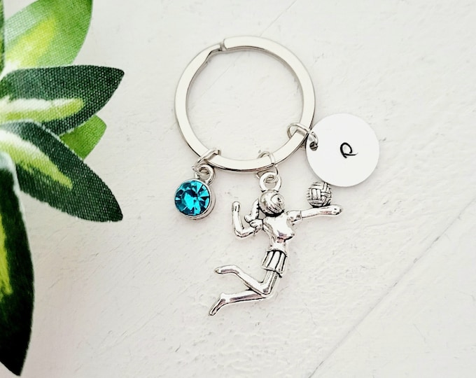 Volleyball Charm Keychain, Personalized Volleyball Key Chain ...
