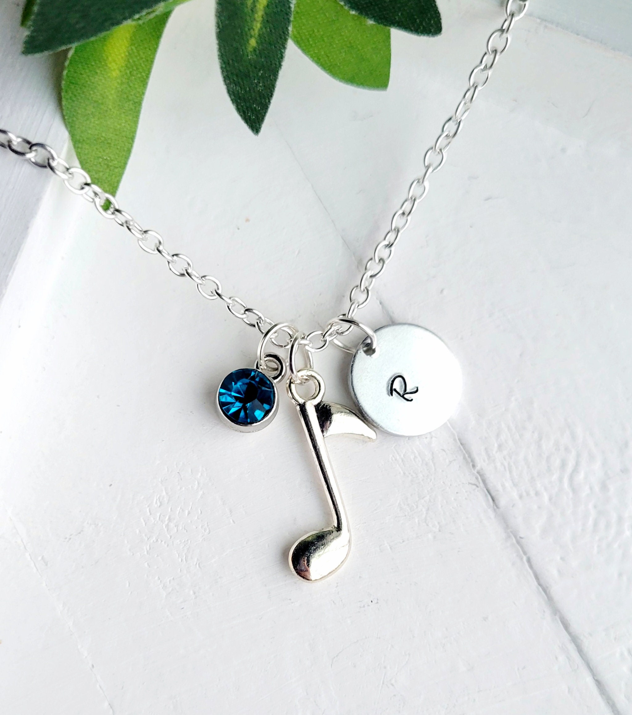 Music Note Necklace-musical Symbol Necklace-eighth Note | Etsy