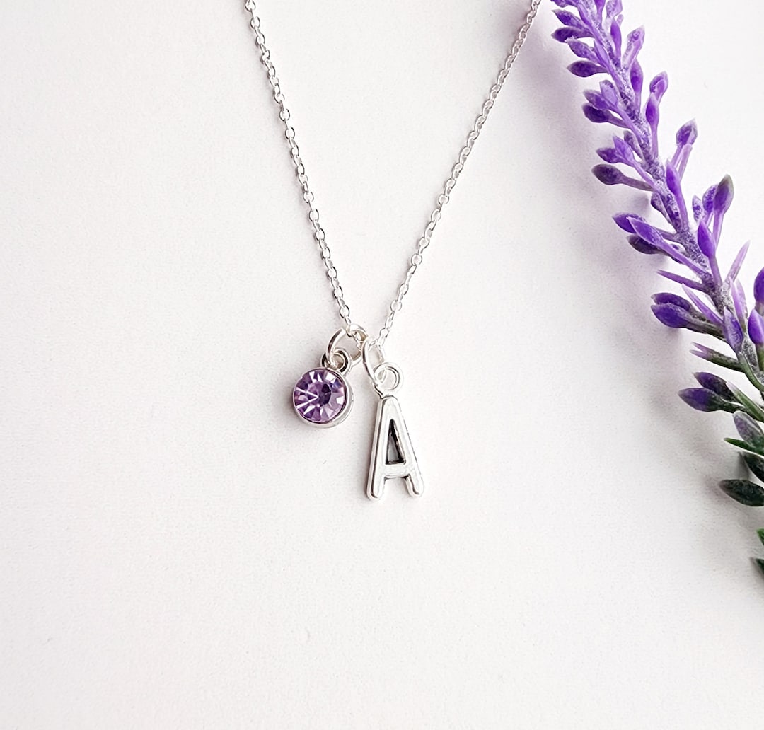 Custom Initial Necklace-birthstone Necklace for Girls-personalized Gift ...