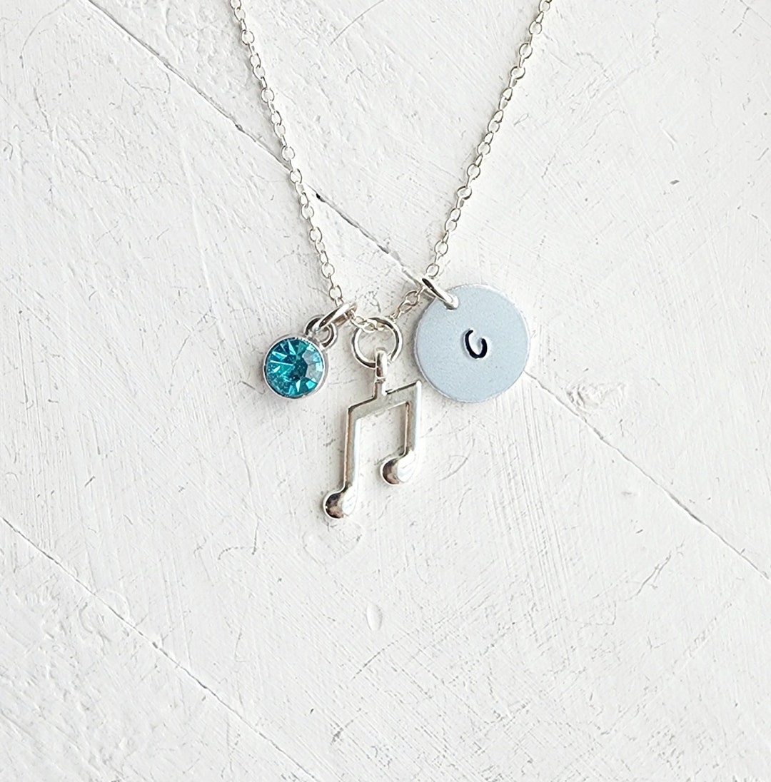 Music Note Necklace-musical Symbol Necklace-eighth Note Charm Necklace ...