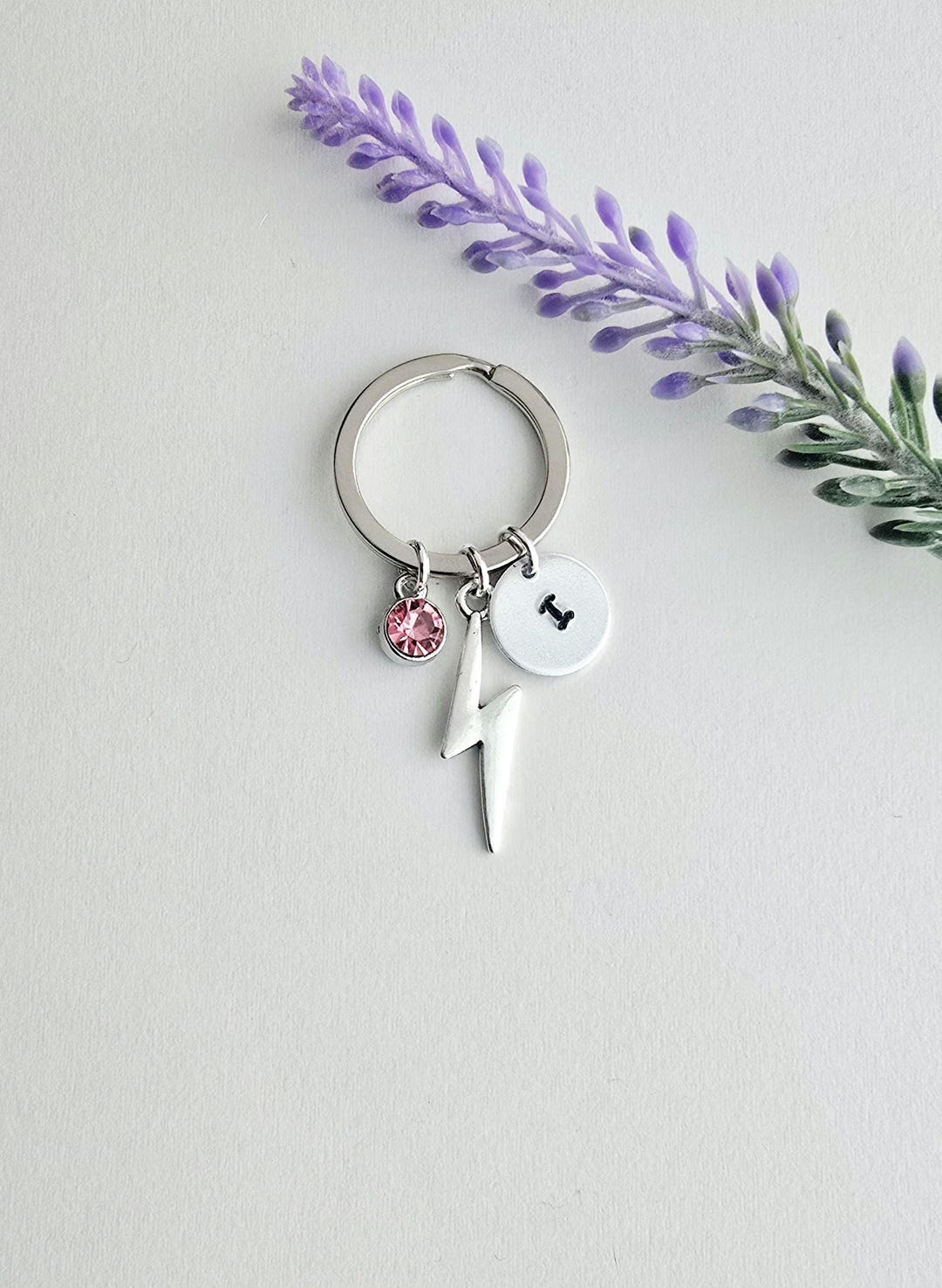 Lightning Bolt Keychain-custom Keychain With Initial-meterologist Gift ...