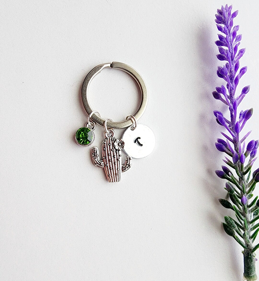 Cactus Keychain-personalized Cactus Keychain- Cactus Charm Keychain ...