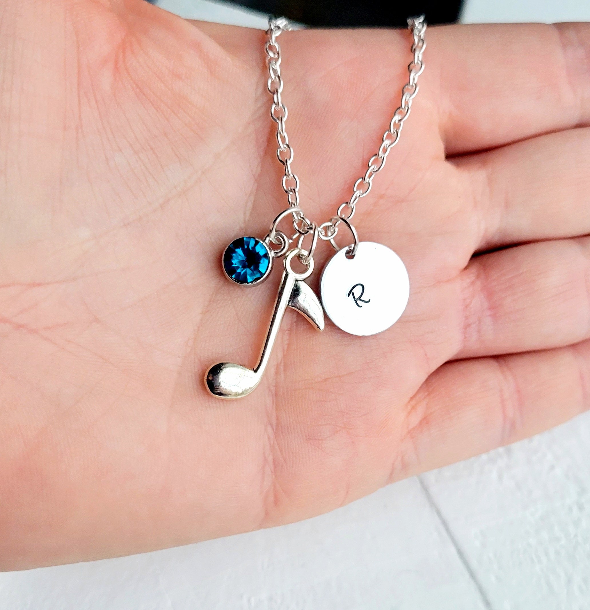 Music Note Necklace-musical Symbol Necklace-eighth Note | Etsy