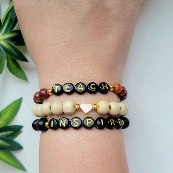Beaded Teacher Bracelet - Etsy