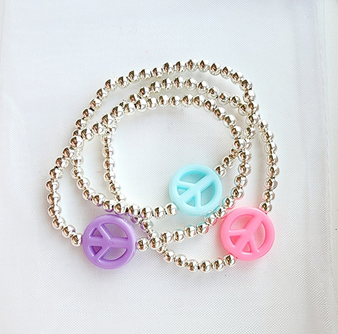 Peace Sign Bracelet-friendship Bracelet-beaded Bracelet-stacking ...
