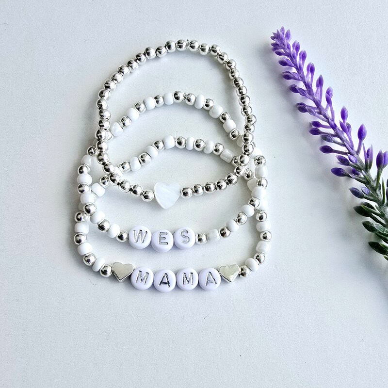 Silver Mom Bracelet - Etsy