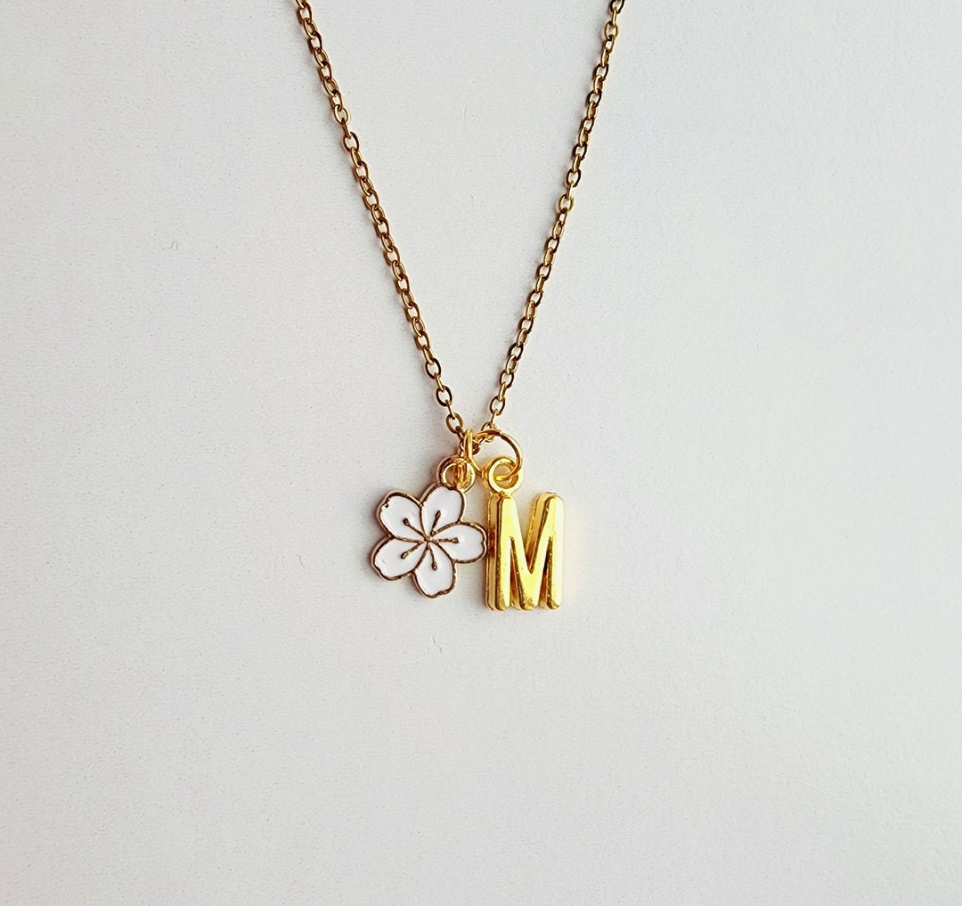 Initial Necklace for Girls-flower Girl Necklace-personalized Flower ...